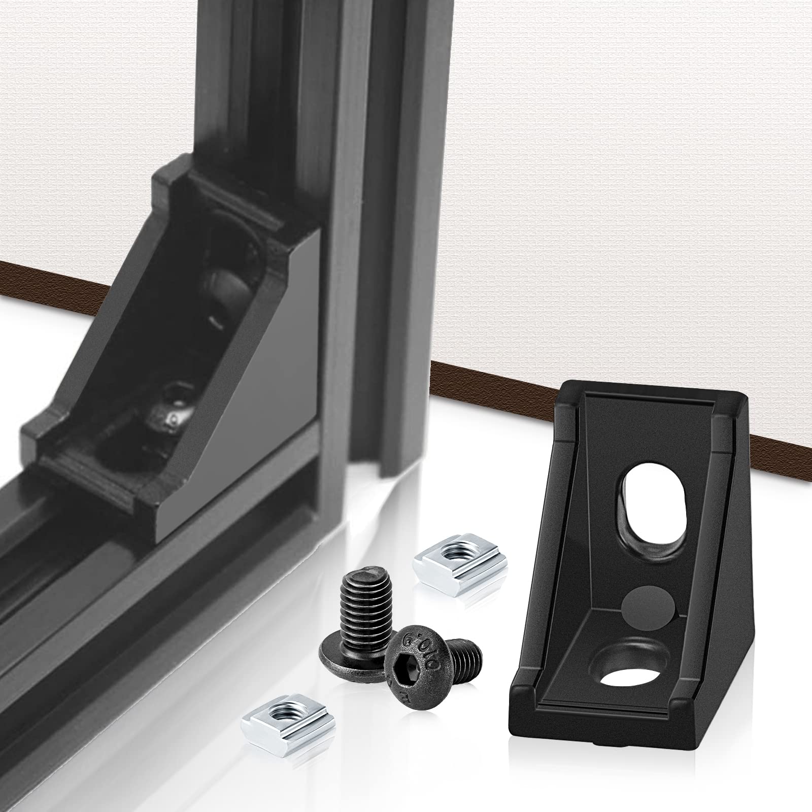 Set 20 coltare din aluminiu 2020, MWAOWM, 20mm, negru, accesorii pentru ...