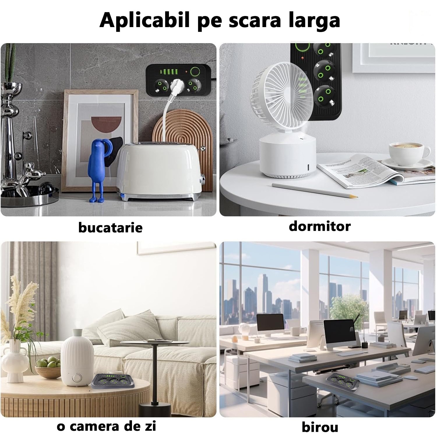 Prelungitor, BYONDSELF®, 2500W, 3 Prize, 4 USB A, 2M, cu 3 Capace de ...