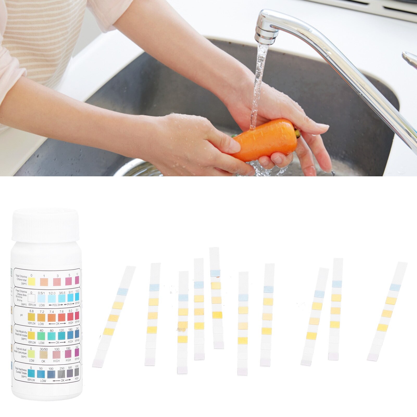 Tester apa acvarii, Jormftte, set 50 buc, 6 in 1, pH, duritate, 6 ...