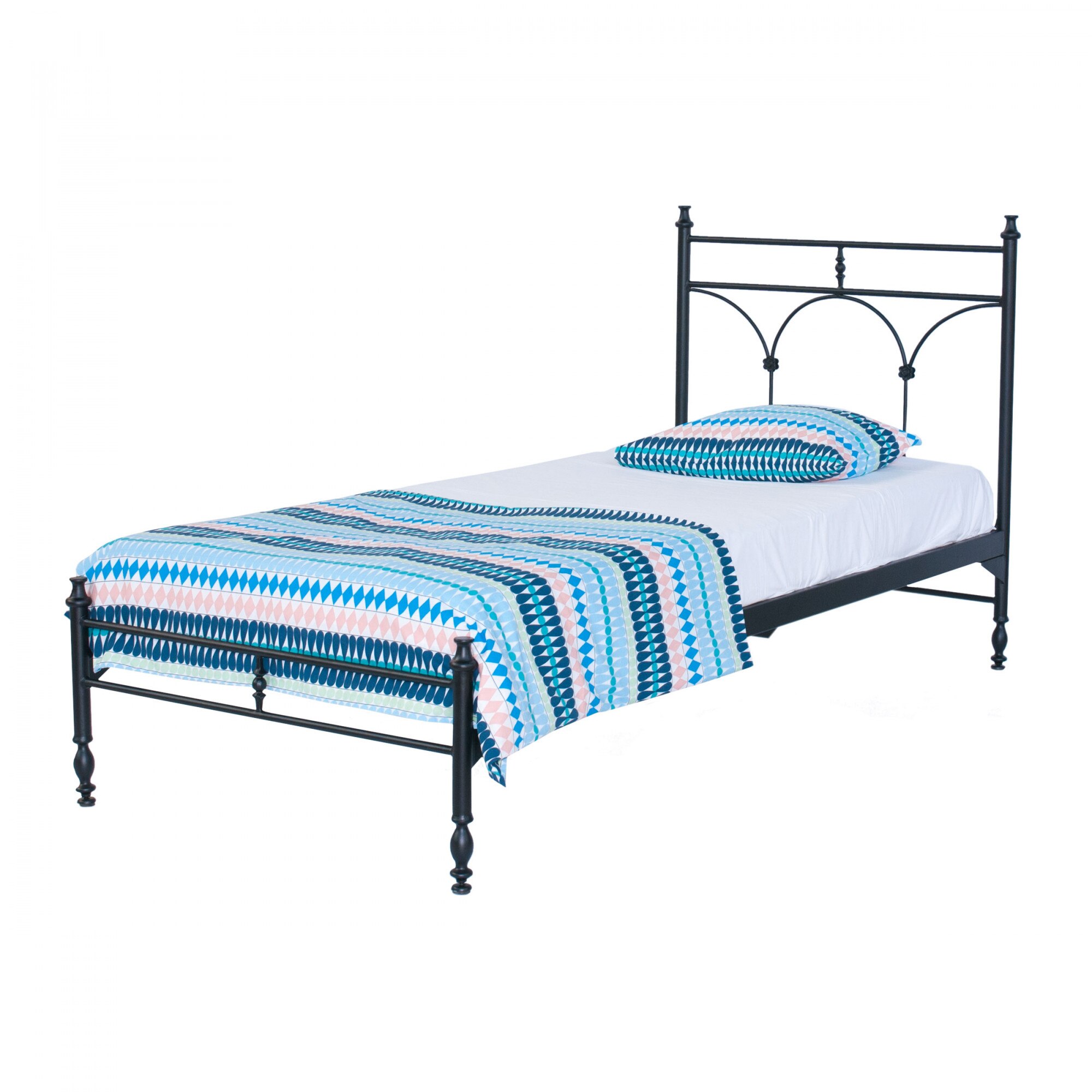 Pat din fier forjat Alicia, cu tablie mica, 100x210 cm - eMAG.ro