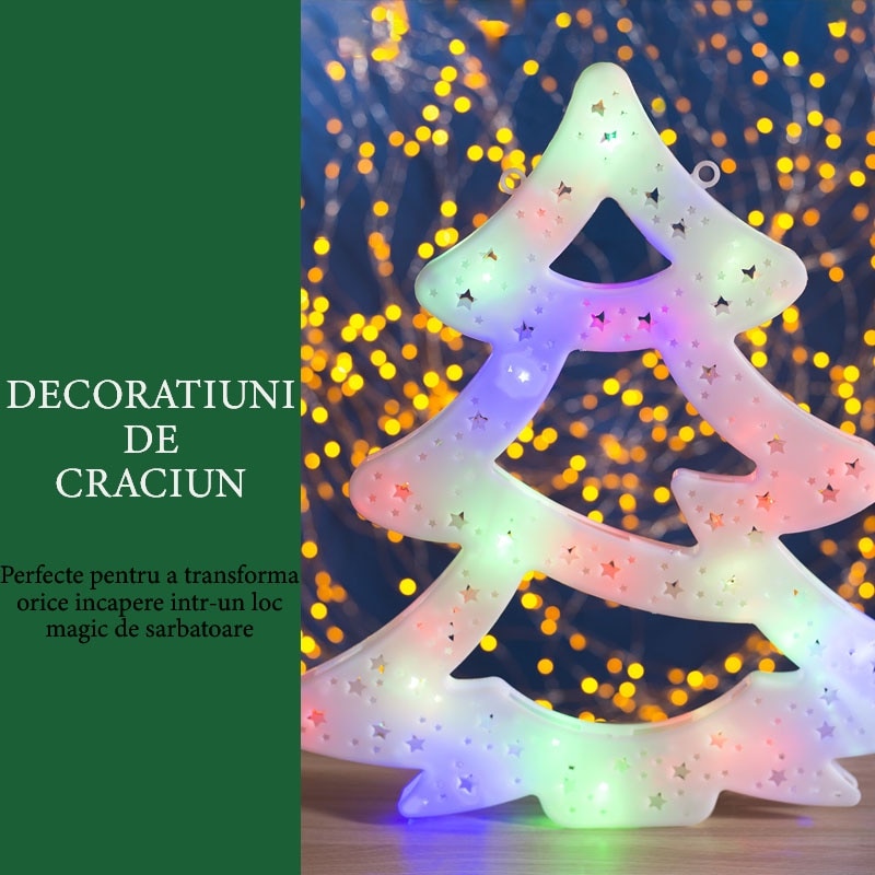 Set 4 x decoratiuni de Craciun cu luminite LED RGB NEXTLY, orificiu ...