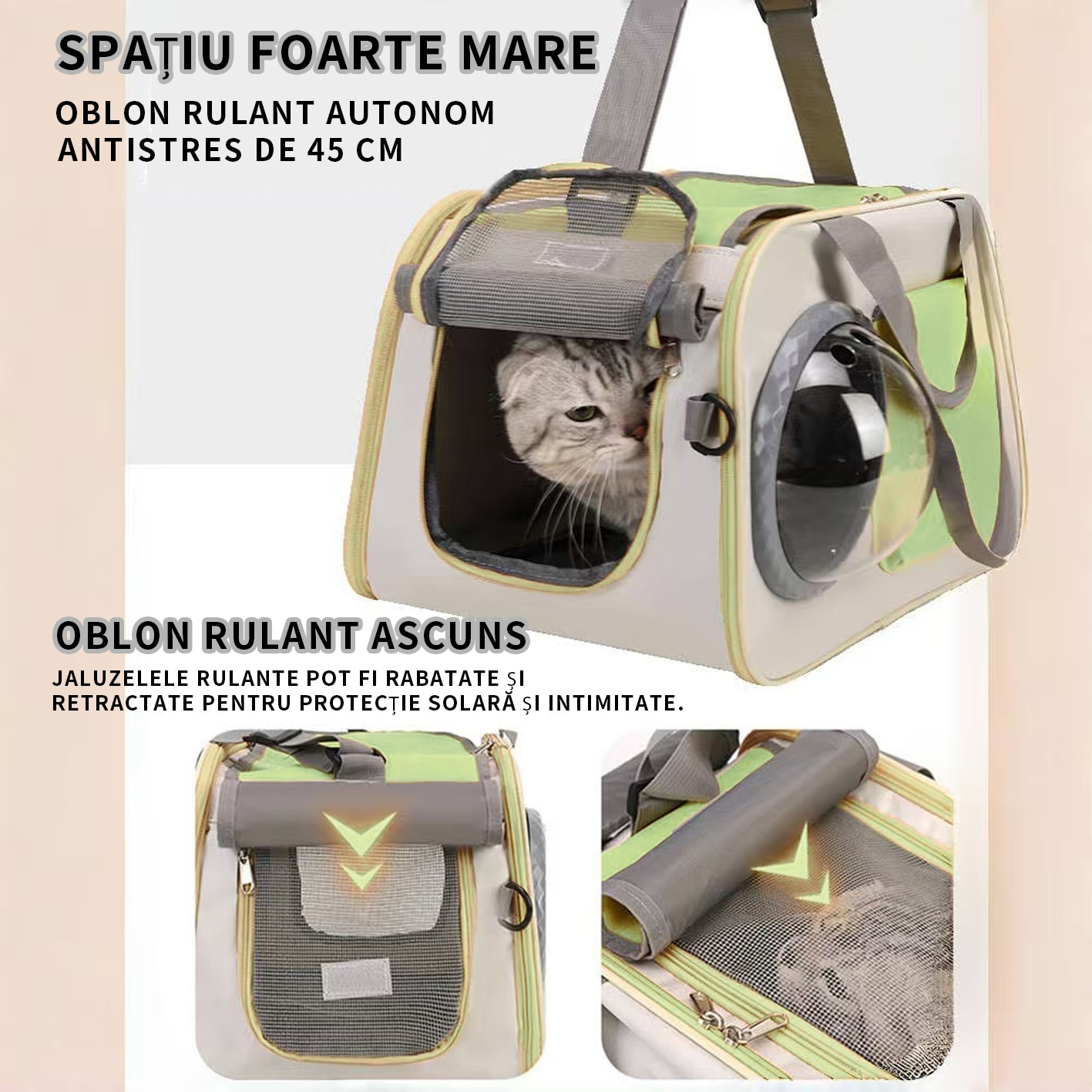 Rucsac Transport Animale Mici cu Hublou, Yulinland®, Pliabil, Ventilat ...