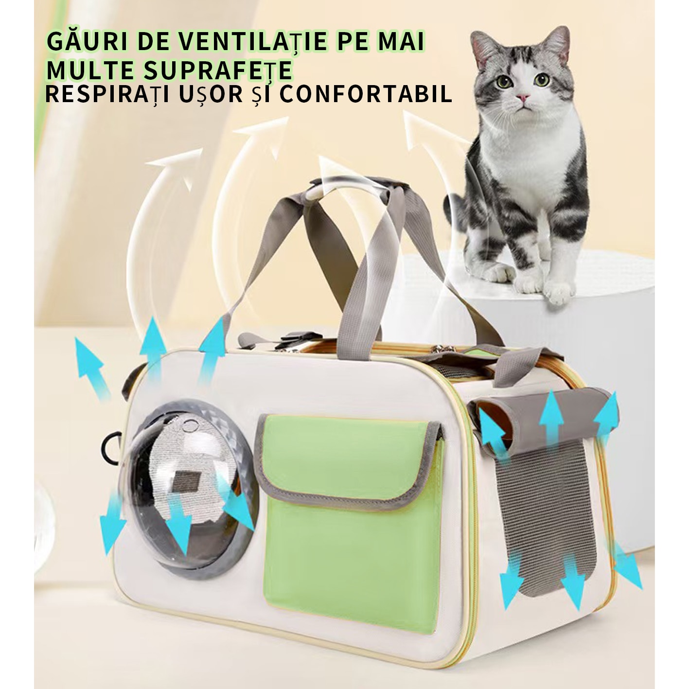 Rucsac Transport Animale Mici cu Hublou, Yulinland®, Pliabil, Ventilat ...