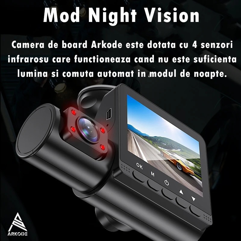 Camera Auto De Bord DVR Arkode™ K1-301 Inregistrare tripla Full HD ...