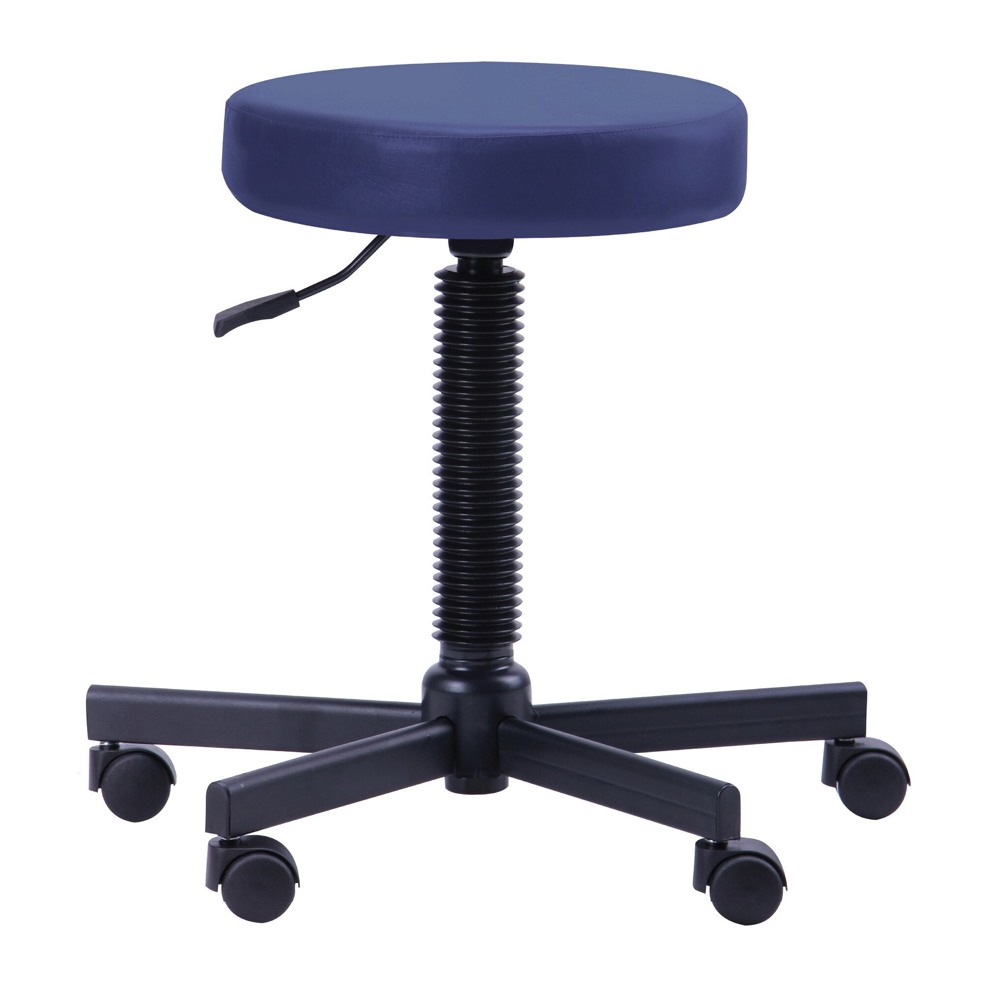 Scaun laborator QMOBILI GRAS M, Albastru piele ecologica, cu role - eMAG.ro