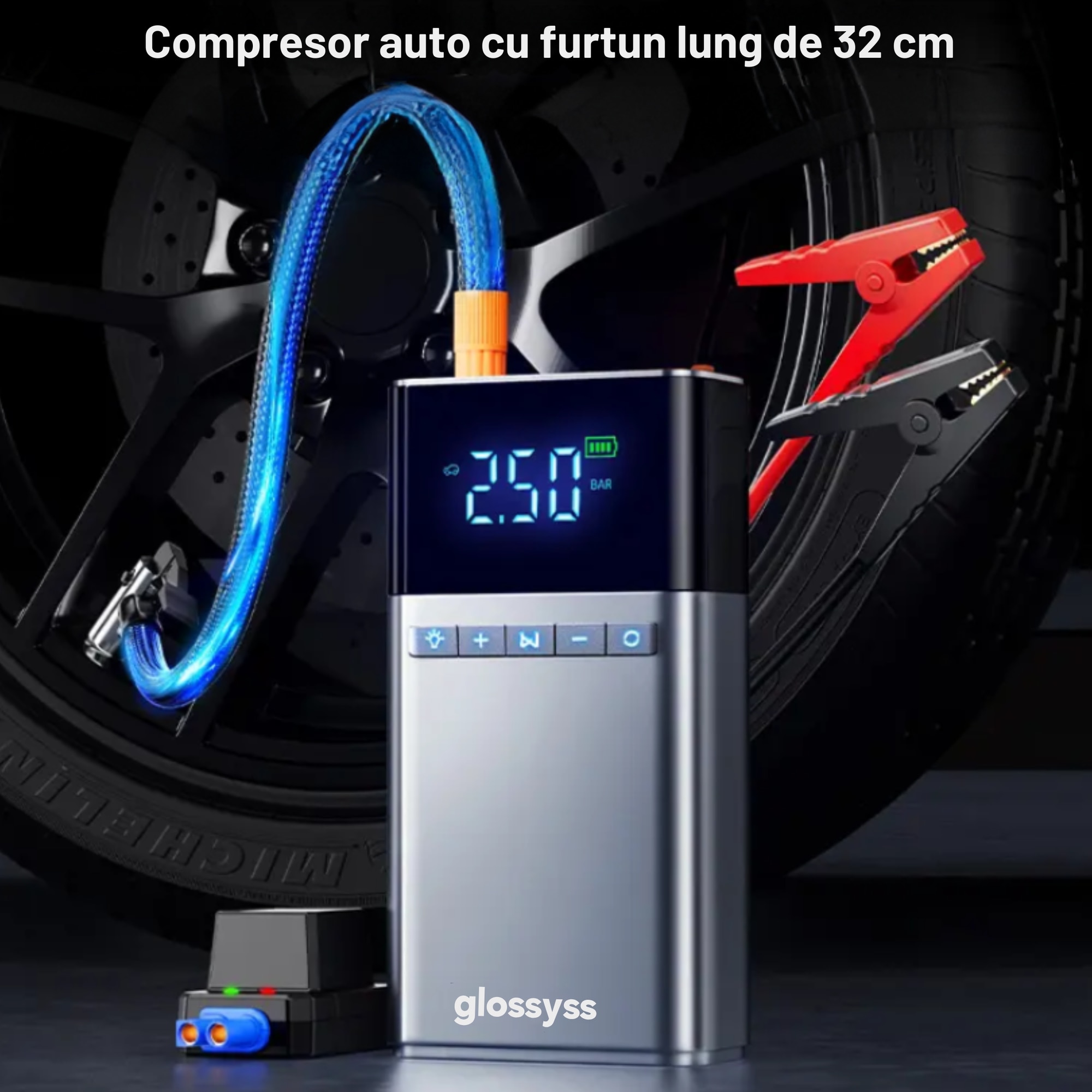 Starter Baterie Auto 12V, Portabil, Multifunctional 4 in 1, 12000 mAh ...