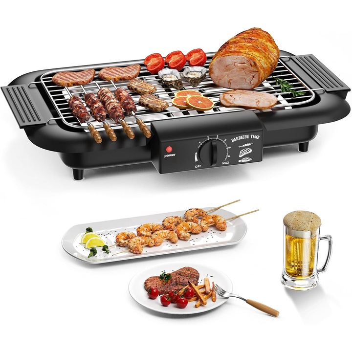 Gratar Electric, 6 setari de Temperatura Design cu Scurgere a Uleiului ...