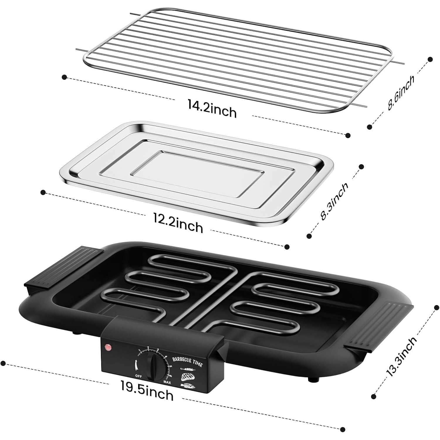 Gratar Electric, 6 setari de Temperatura Design cu Scurgere a Uleiului ...