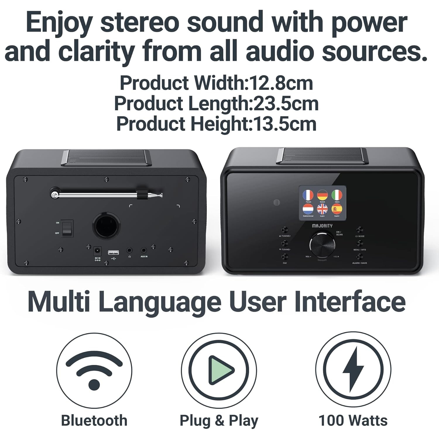 Radio internet global Bluetooth DAB+, Majority, 2.1, cu subwoofer ...