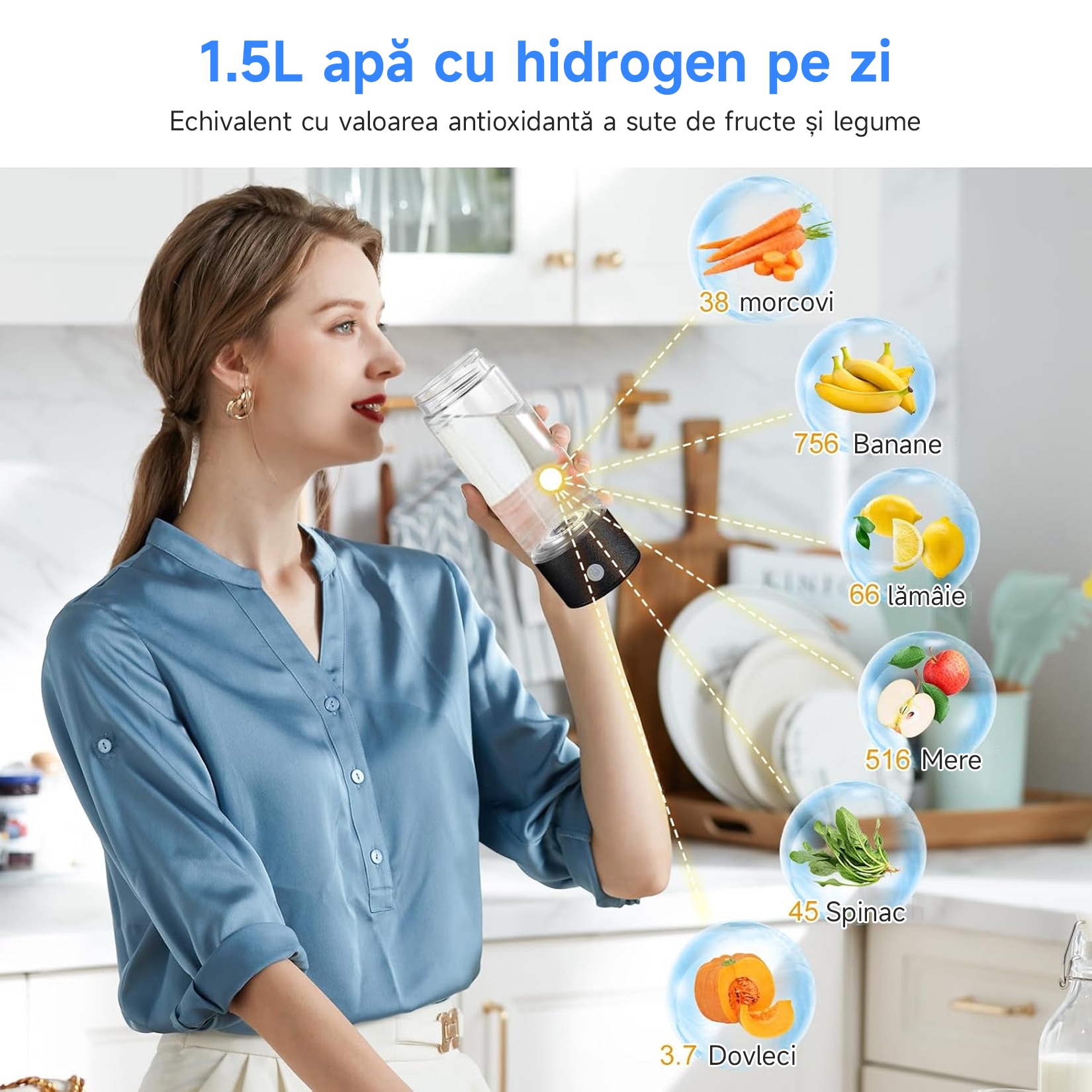 Sticla Generatoare de Apa Hidrogenata, Sticla de apa cu hidrogen ...