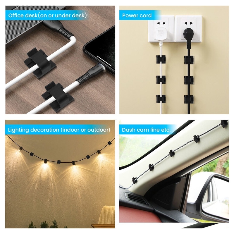 Set 100 bucati clipsuri adezive pentru cabluri, negru, pentru ...