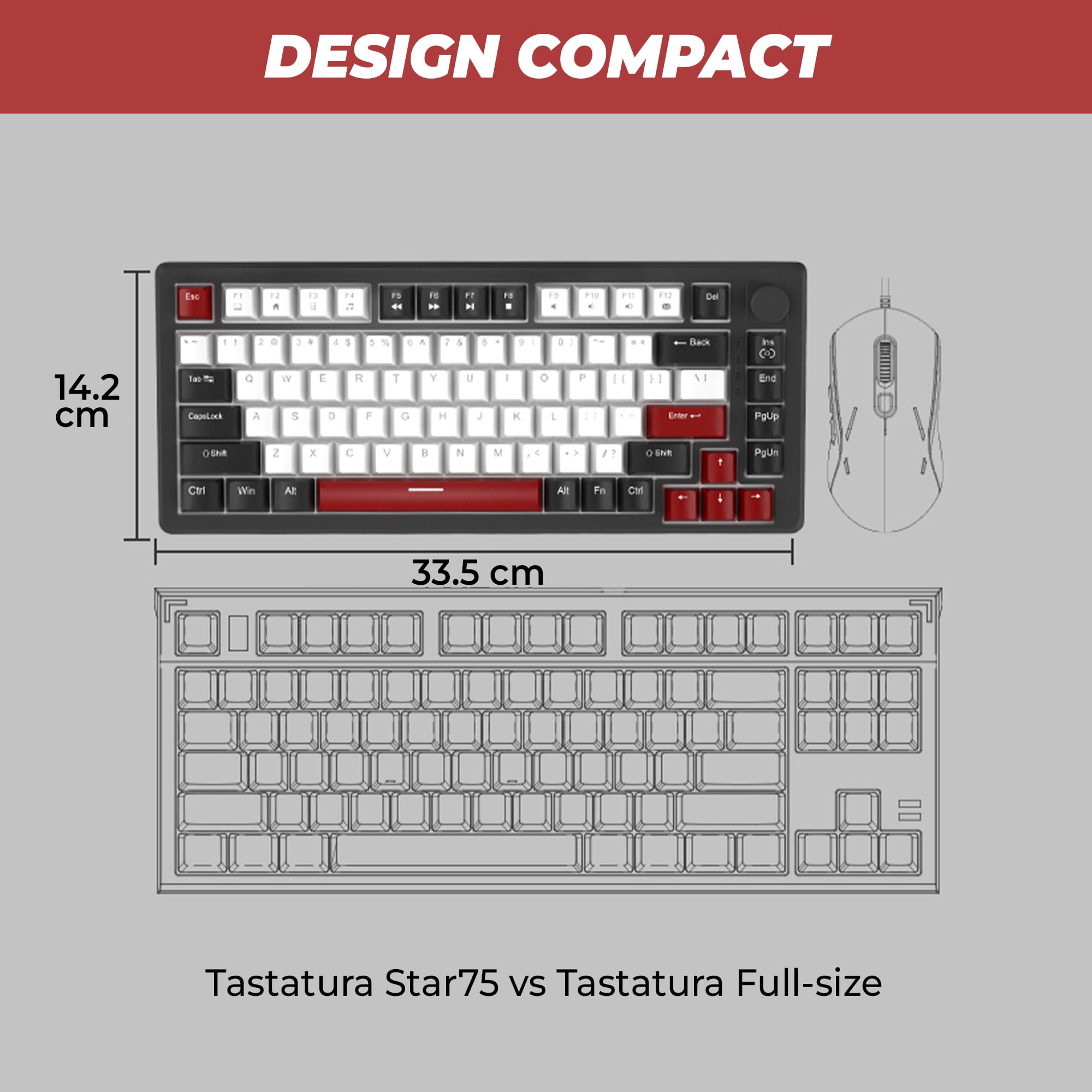 Tastatura Mecanica Gaming Timebox, 75%, Lumini LED, 83 taste, Control ...