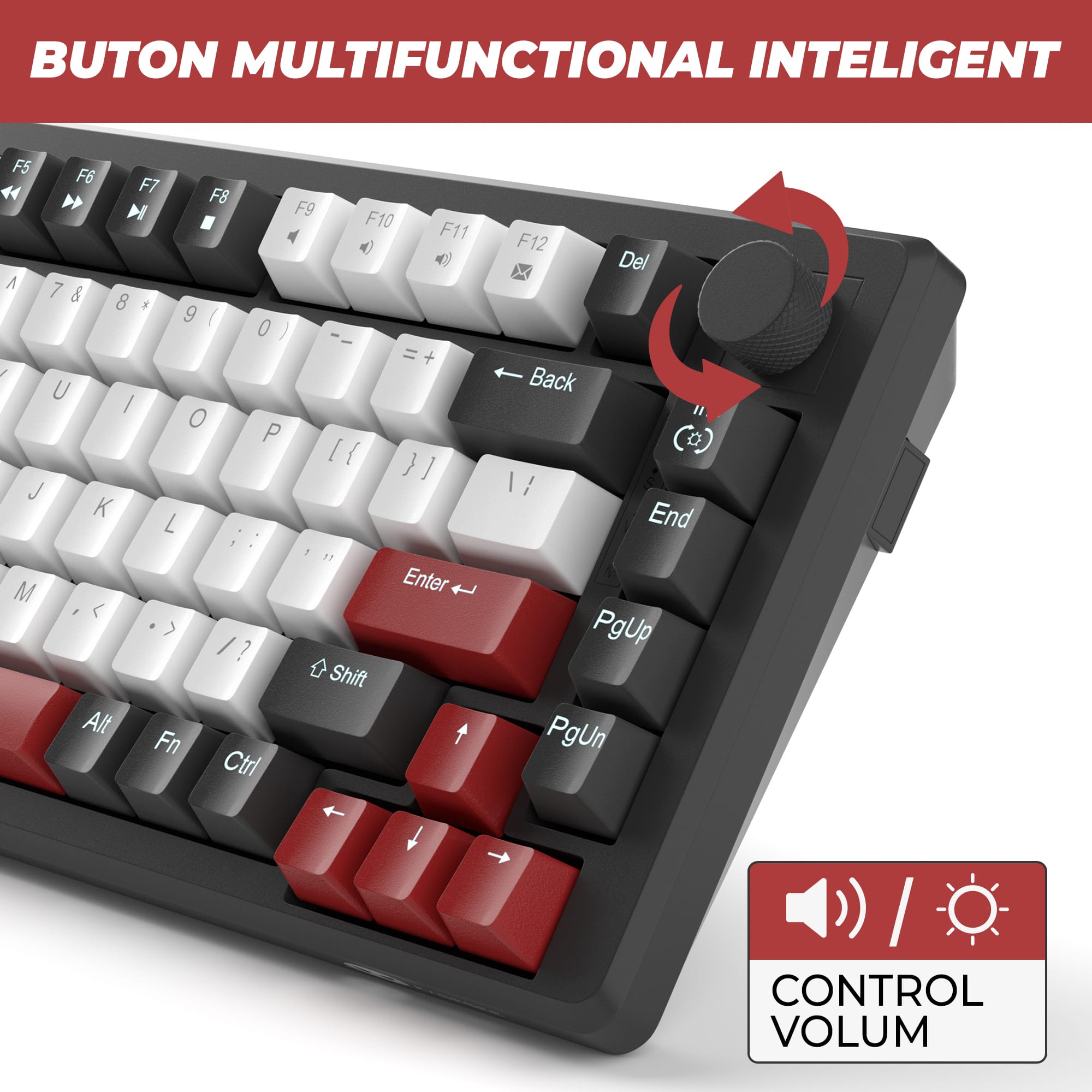 Tastatura Mecanica Gaming Timebox, 75%, Lumini LED, 83 taste, Control ...
