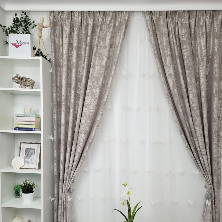 Draperie nisip cappuccino, Model simplu, Stil modern, L 2 m si H 2.5 m ...