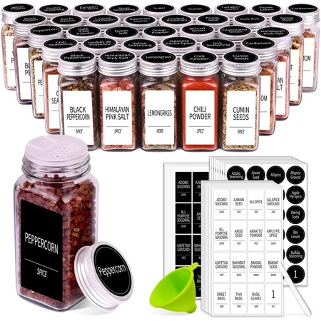 Set Organizator Elindor® Condimente, 25 Borcane Sticla, 547 Etichete ...