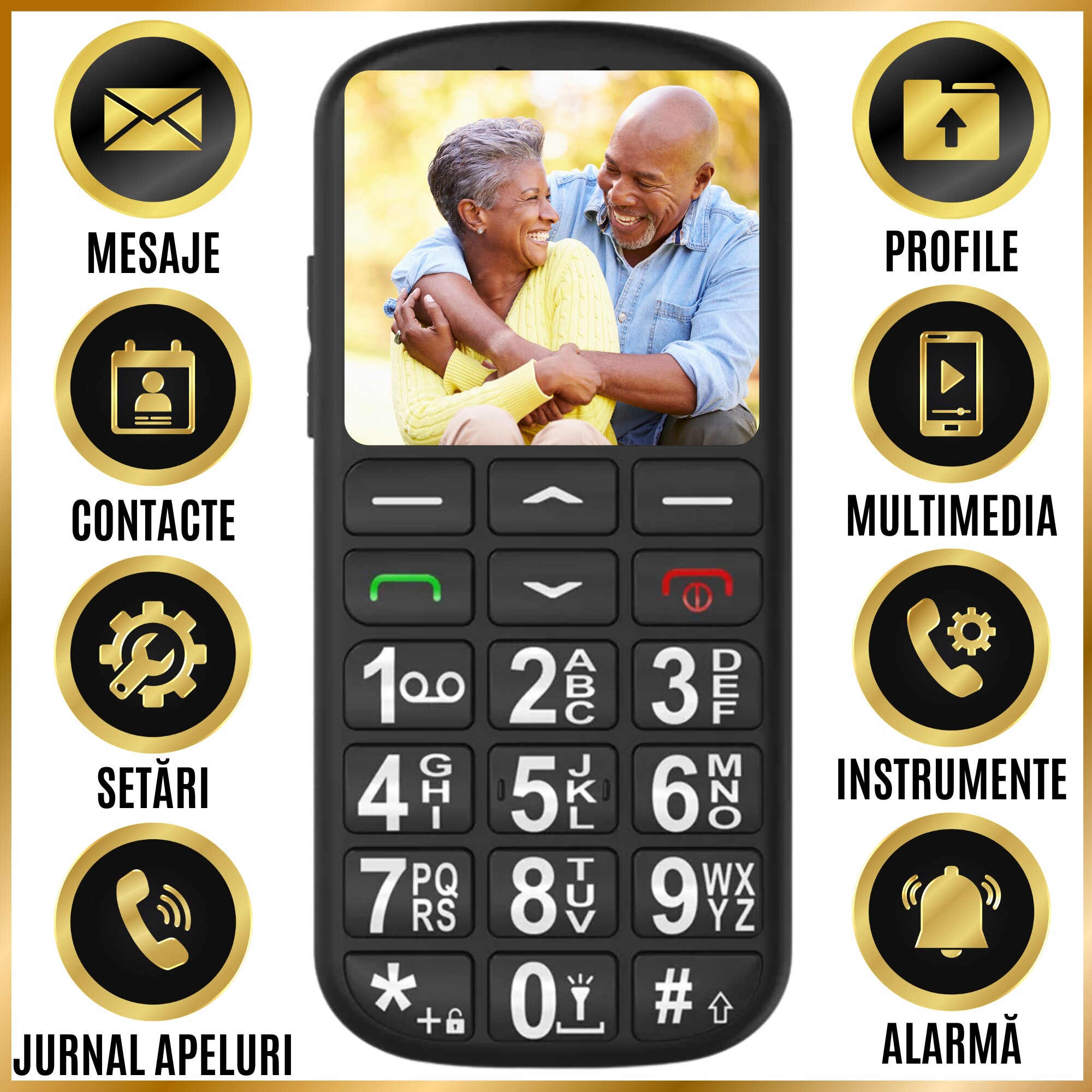 Telefon Mobil Seniori cu Taste Mari, CZAY® Meniu in Limba Romana ...