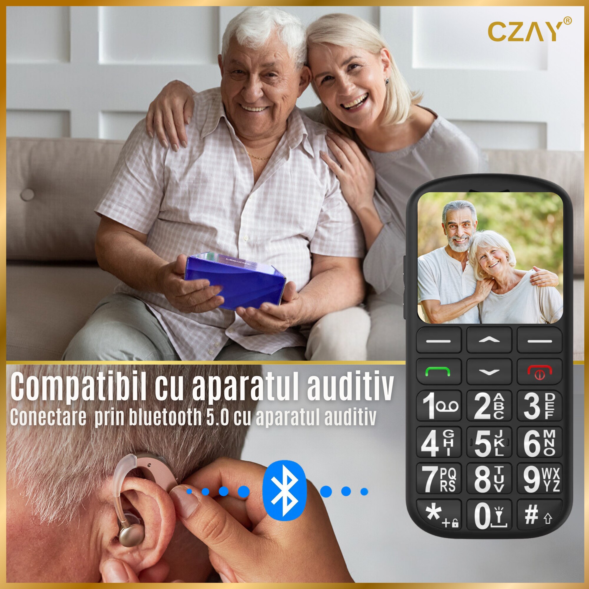 Telefon Mobil Seniori cu Taste Mari, CZAY® Meniu in Limba Romana ...