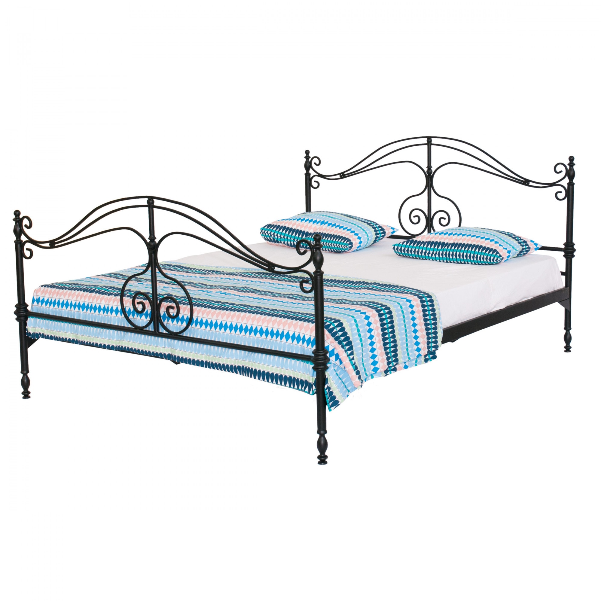 Pat din fier forjat Princess, cu tablie mare, 190x210 cm - eMAG.ro