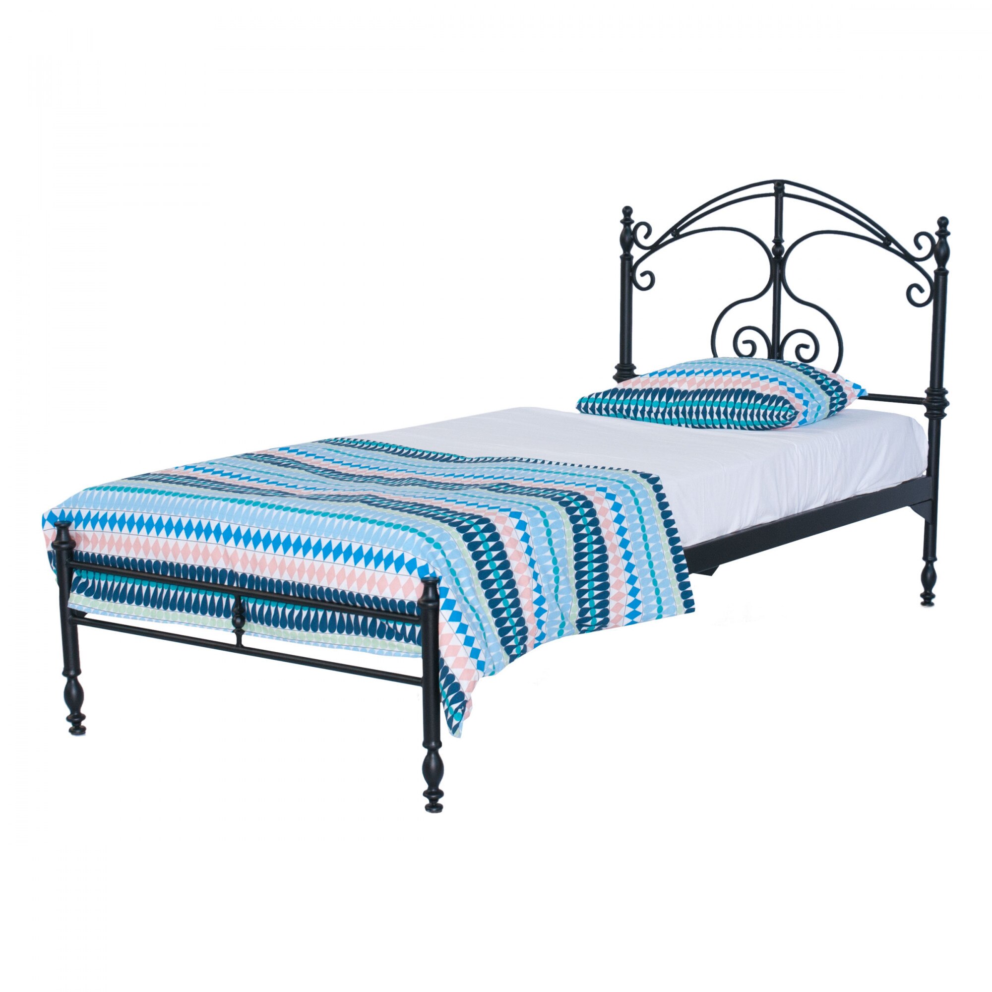 Pat din fier forjat Princess, cu tablie mica, 100x210 cm - eMAG.ro