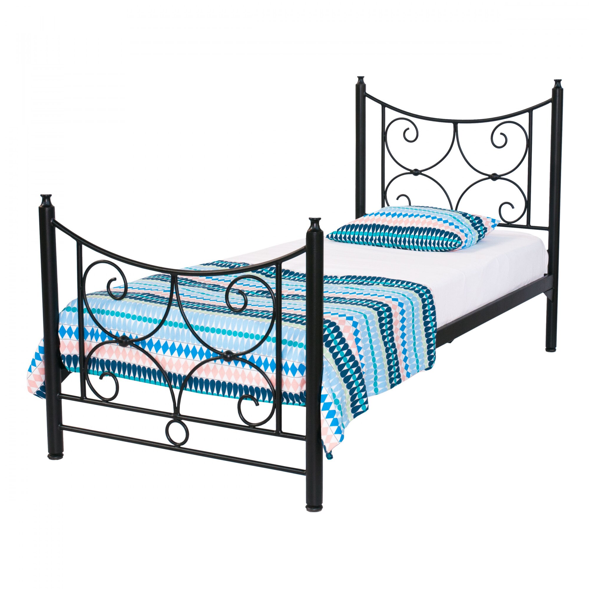 Pat din fier forjat Simina, cu tablie mare, 100x210 cm - eMAG.ro