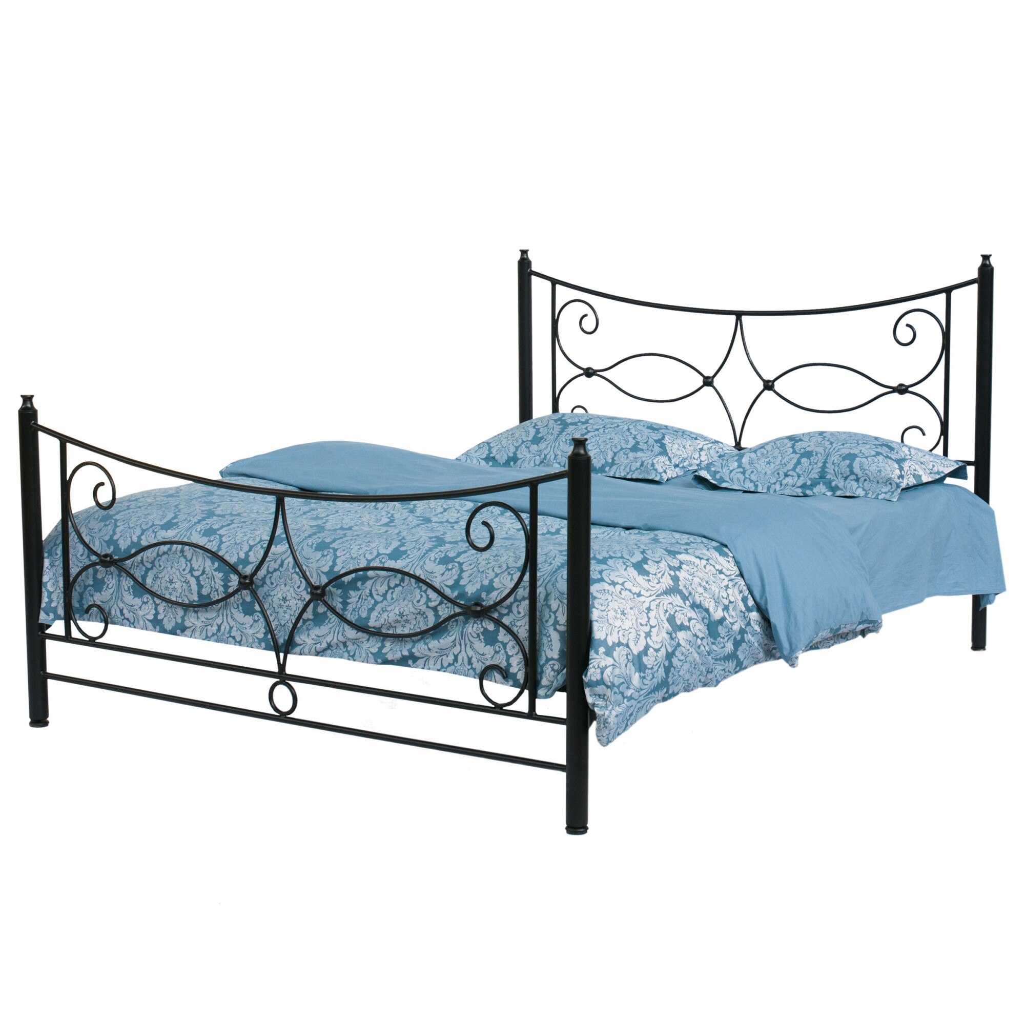 Pat din fier forjat Simina, cu tablie mare, 150x210 cm - eMAG.ro