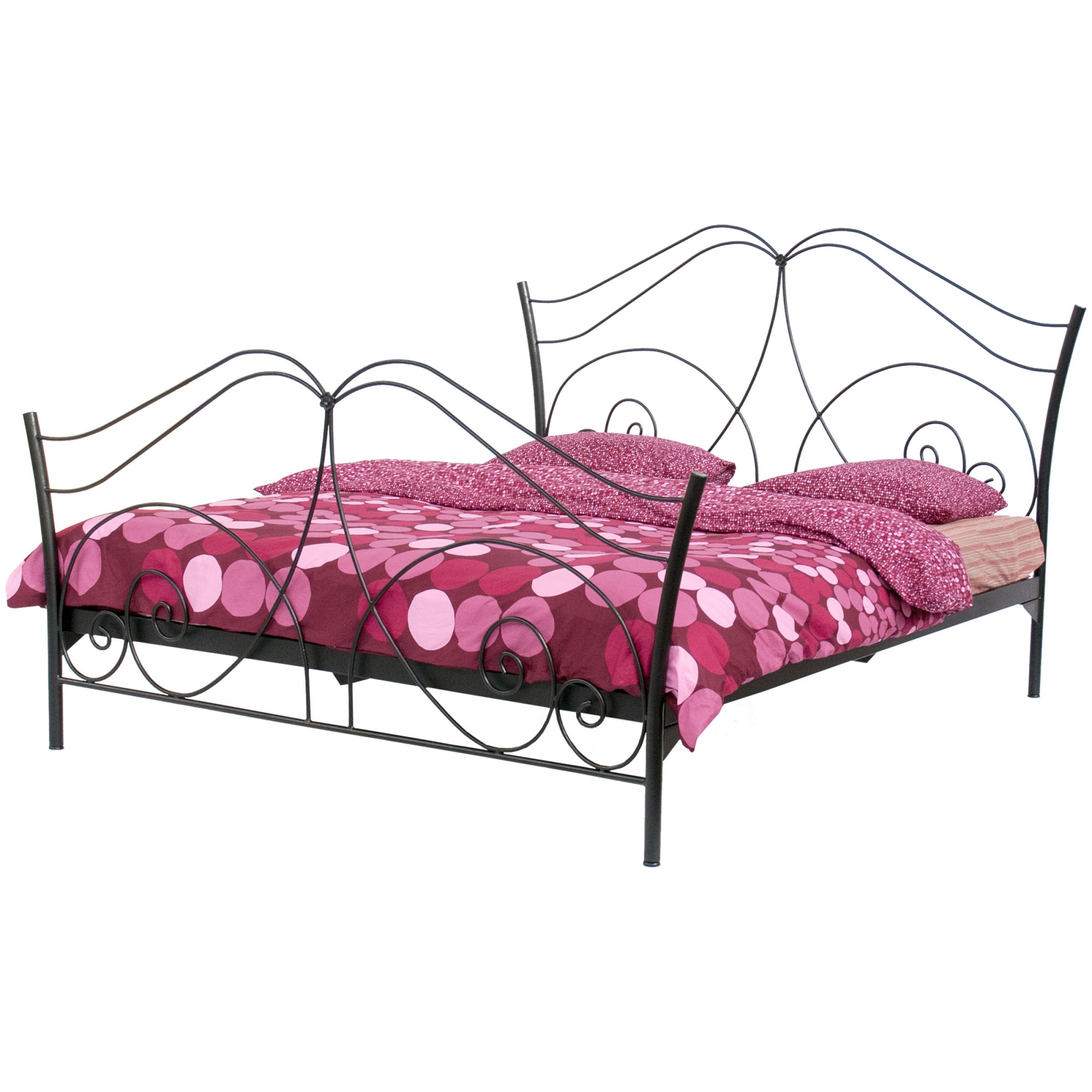 Pat din fier forjat Isabelle, cu tablie mare, 190x210 cm - eMAG.ro