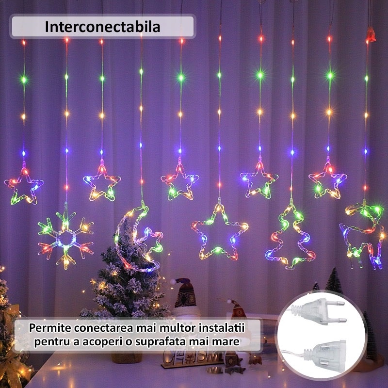 Instalatie de Craciun tip perdea NEXTLY, interconectabila, lumini LED ...