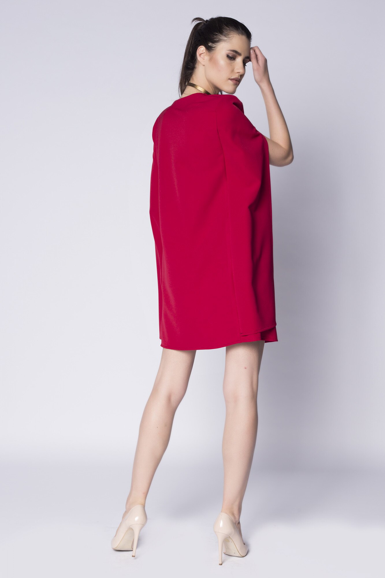 Rochie de ocazie tip capa, Soigne, Rosu, 42 EU - eMAG.ro