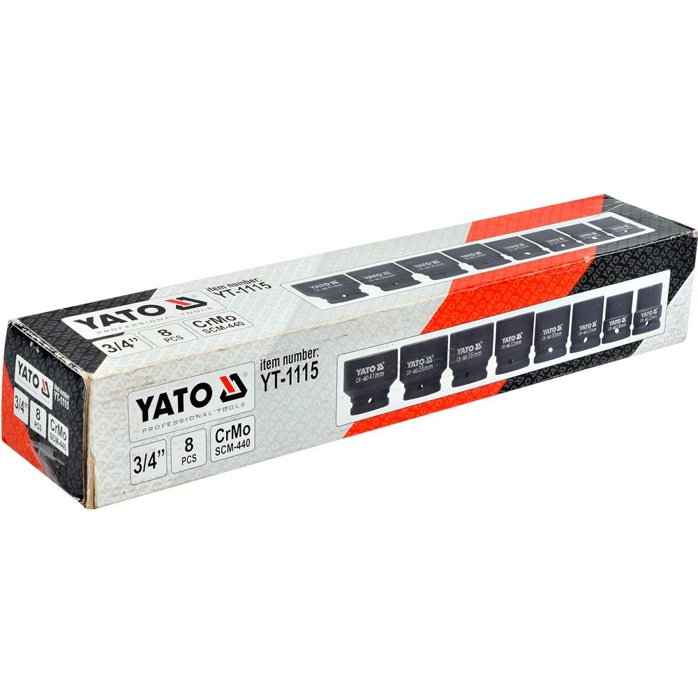 Set 8 chei tubulare de impact Yato YT-1115, 3/4, Hex, 19-41 mm - eMAG.ro