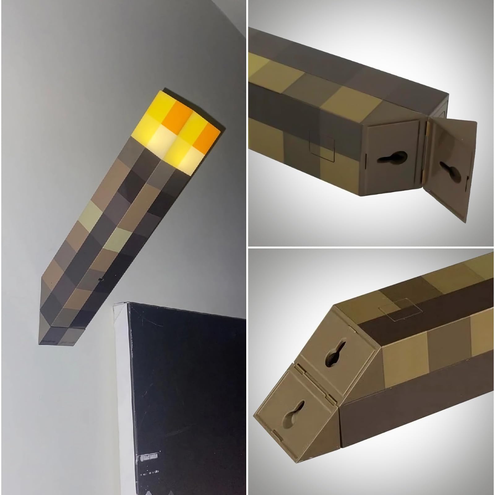 Minecraft fáklya típusú LED lámpa, 4 szín, USB töltés - eMAG.hu