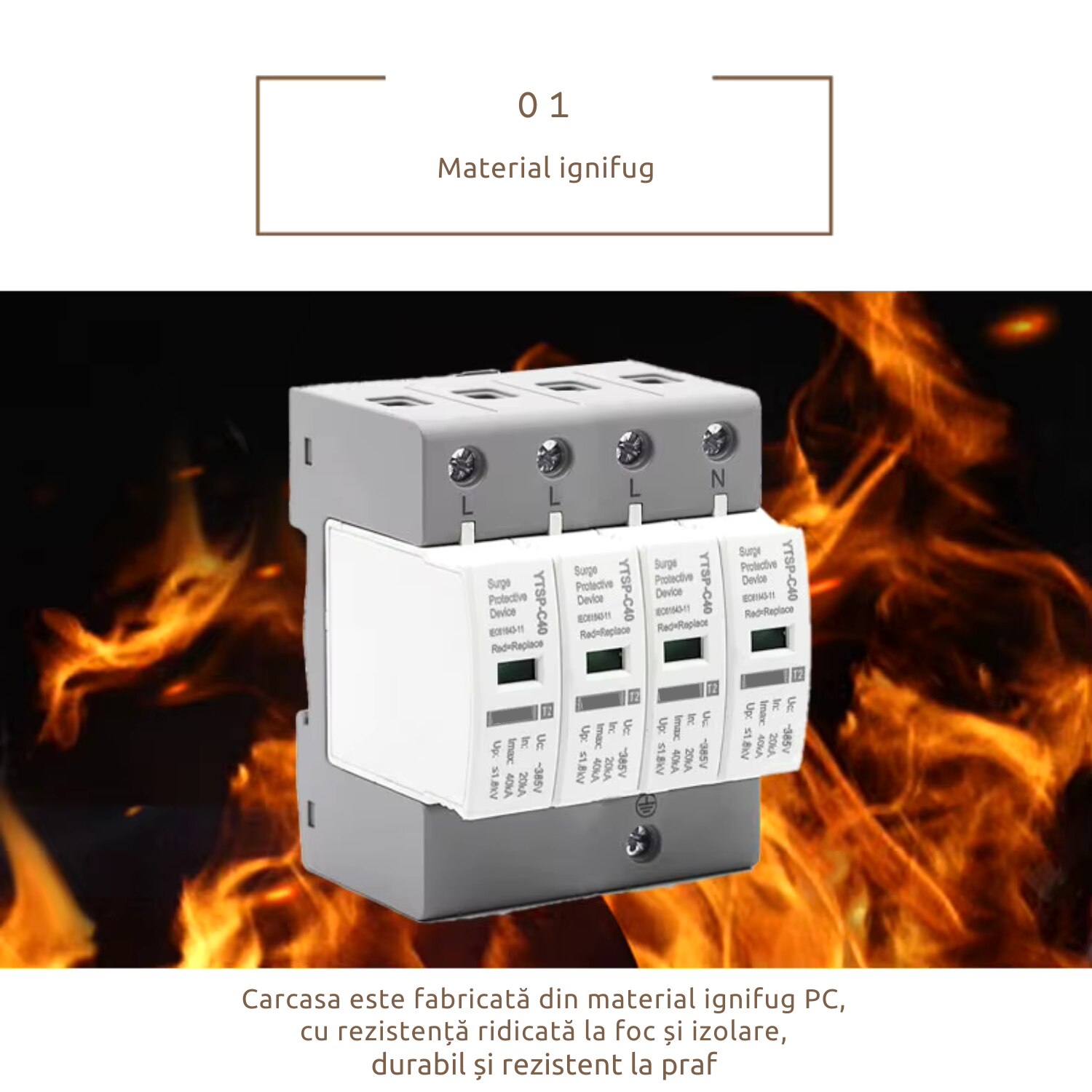 Descarcator supratensiune AC 3P+N, SPD tip 2, trifazat, 20KA - 40 KA ...