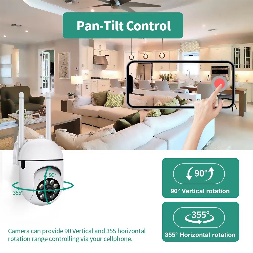 Camera de supraveghere inteligenta, rotativa la 360 de grade, cu vedere ...