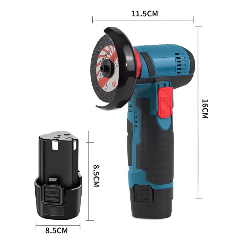 Mini Polizor Flex Unghiular Portabil, eSimplu®, 2 Acumulatori, 1500W ...