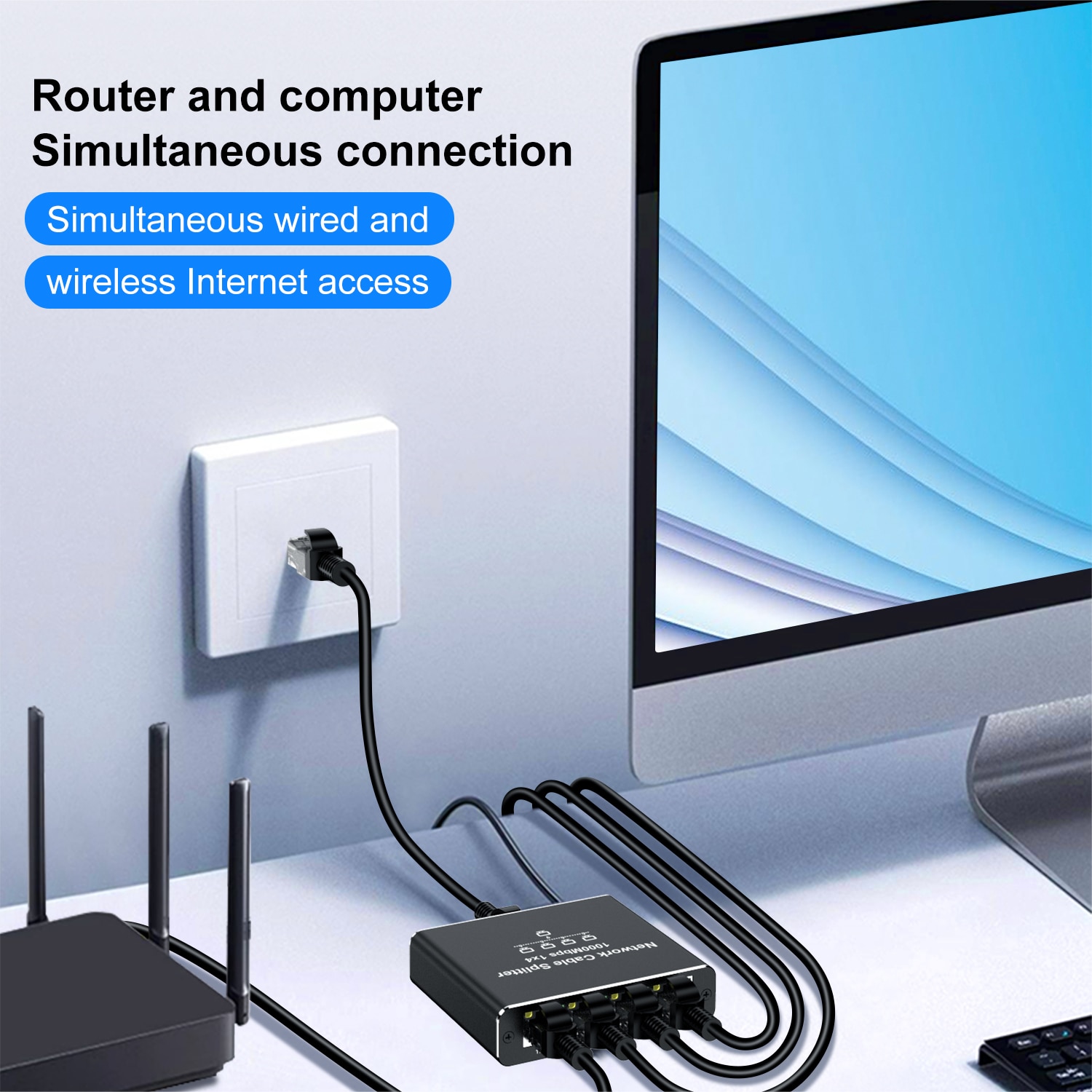 Splitter Ethernet Gigabit Viteza Mare 1 la 4, 1000Mbps LAN Splitter ...