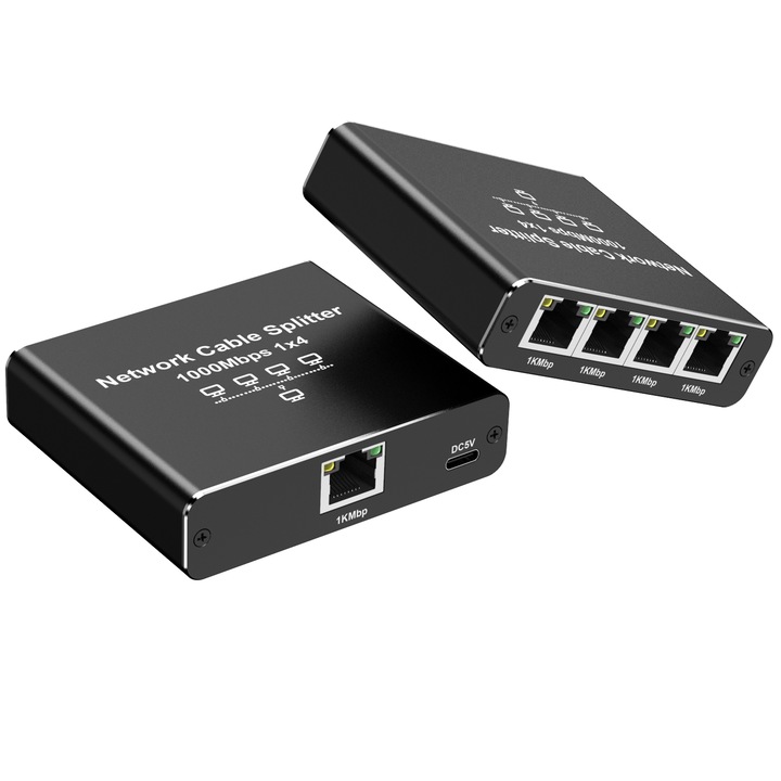 Splitter Ethernet Gigabit Viteza Mare 1 la 4, 1000Mbps LAN Splitter ...