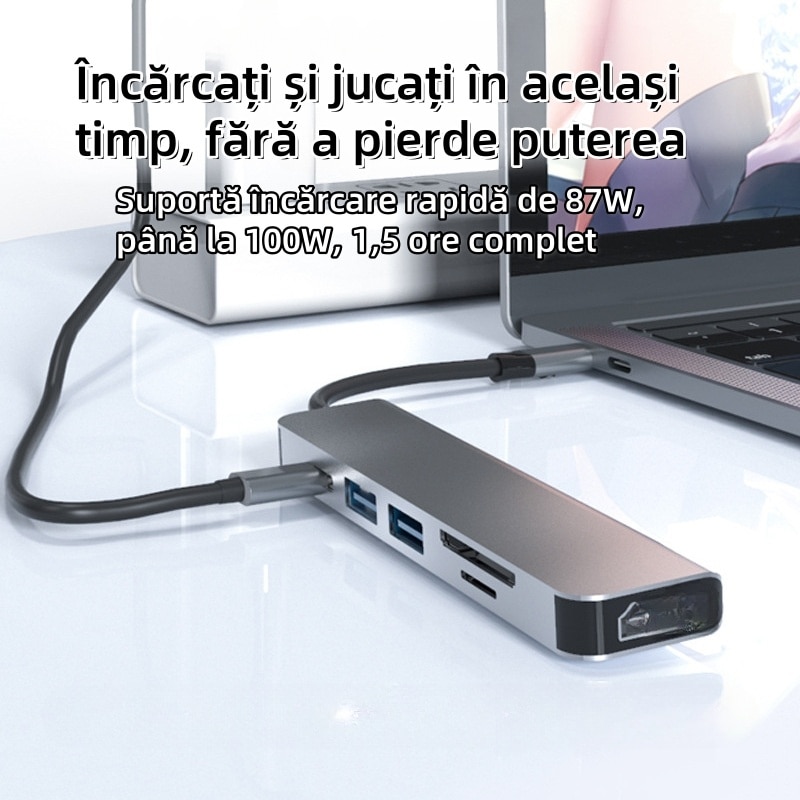 Statie de andocare multifunctionala, hub 6-in-1, computer 4K HDTV ...