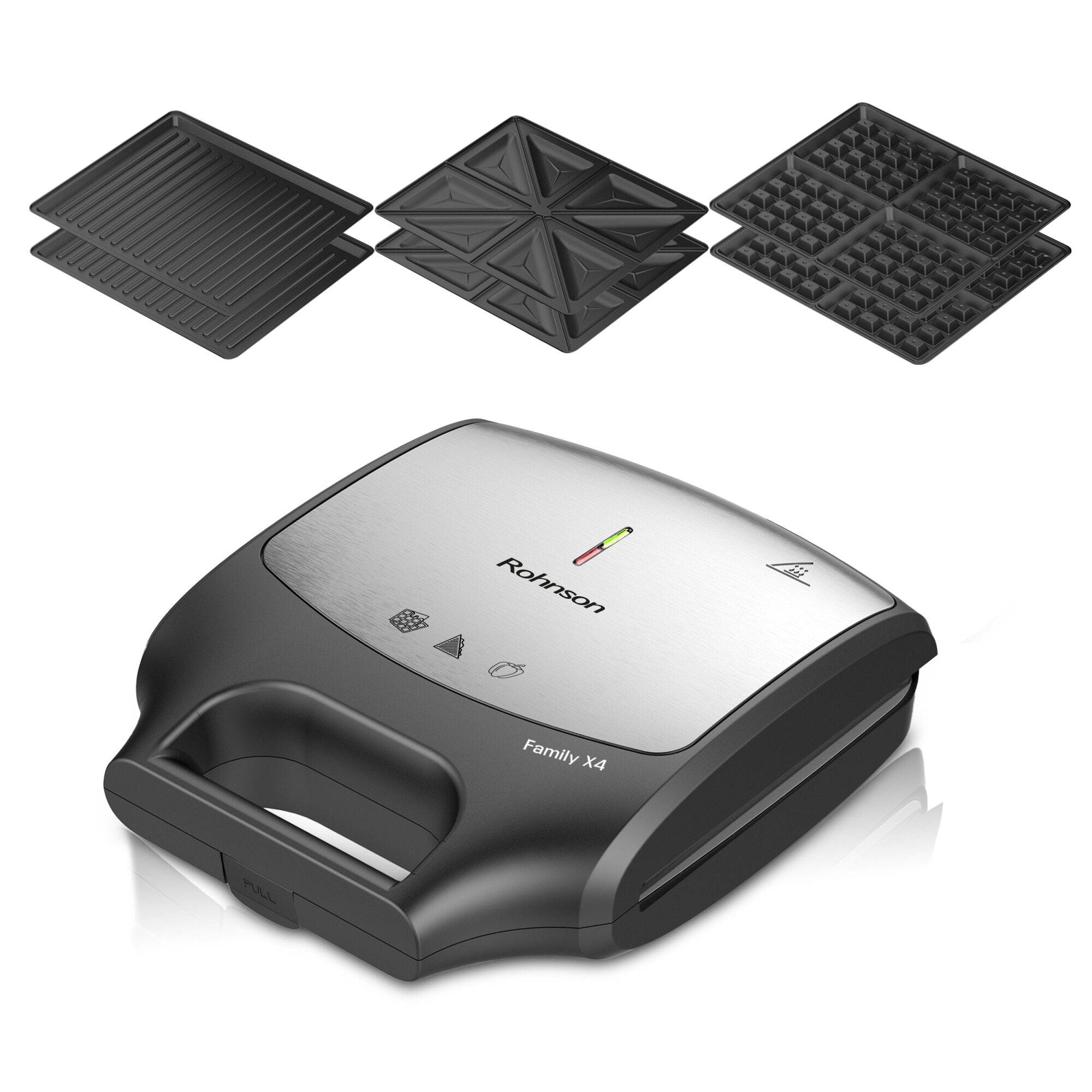 Sandwich maker Rohnson R2687, 3 seturi de placi detasabile, sandwich ...