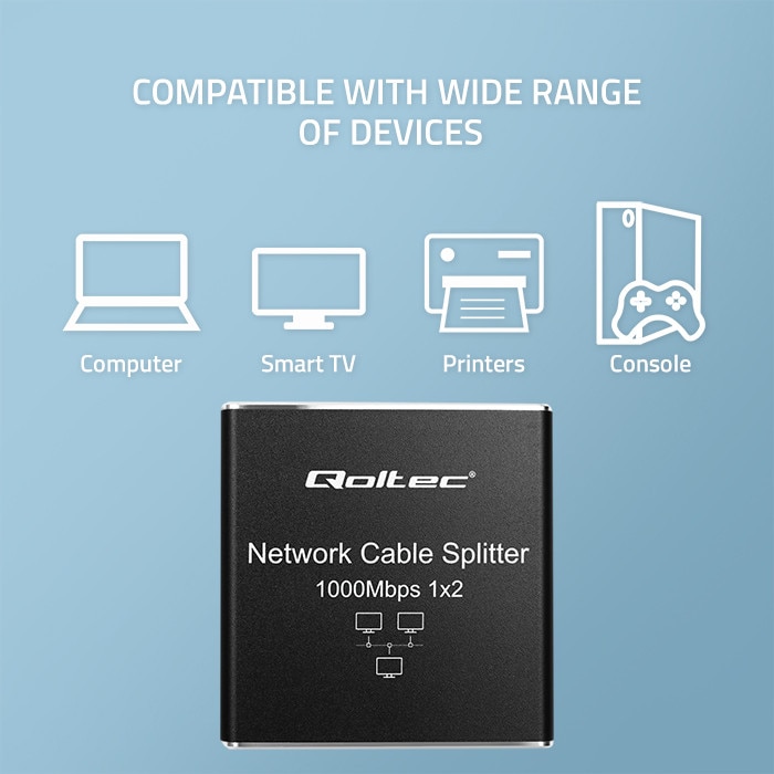 Switch mini, Qoltec, port RJ45, 1000Mbps, USB-C, Aluminiu, Cablu 0, 90m ...
