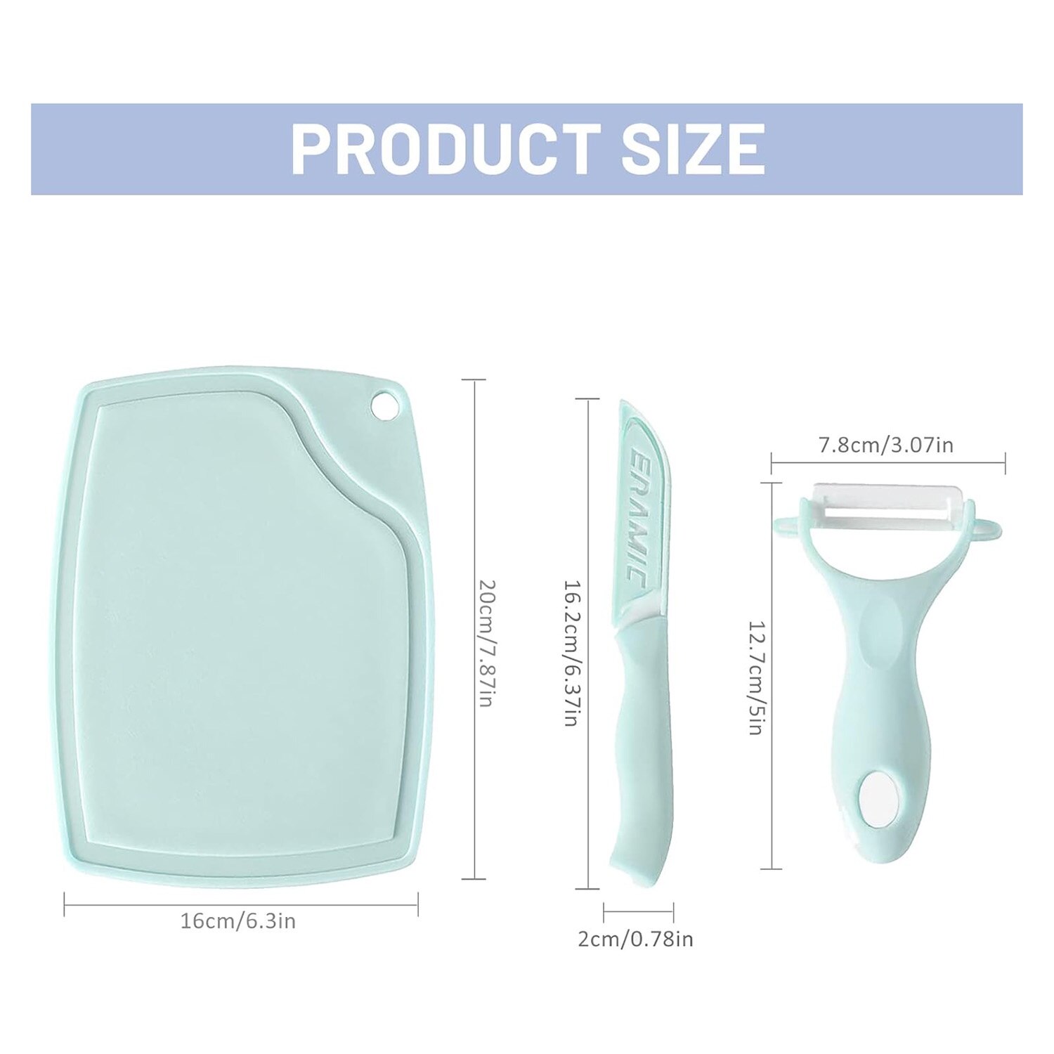 Set de cutite pentru bucatarie, 3 piese, Cutit ceramic, Cutit decojit ...