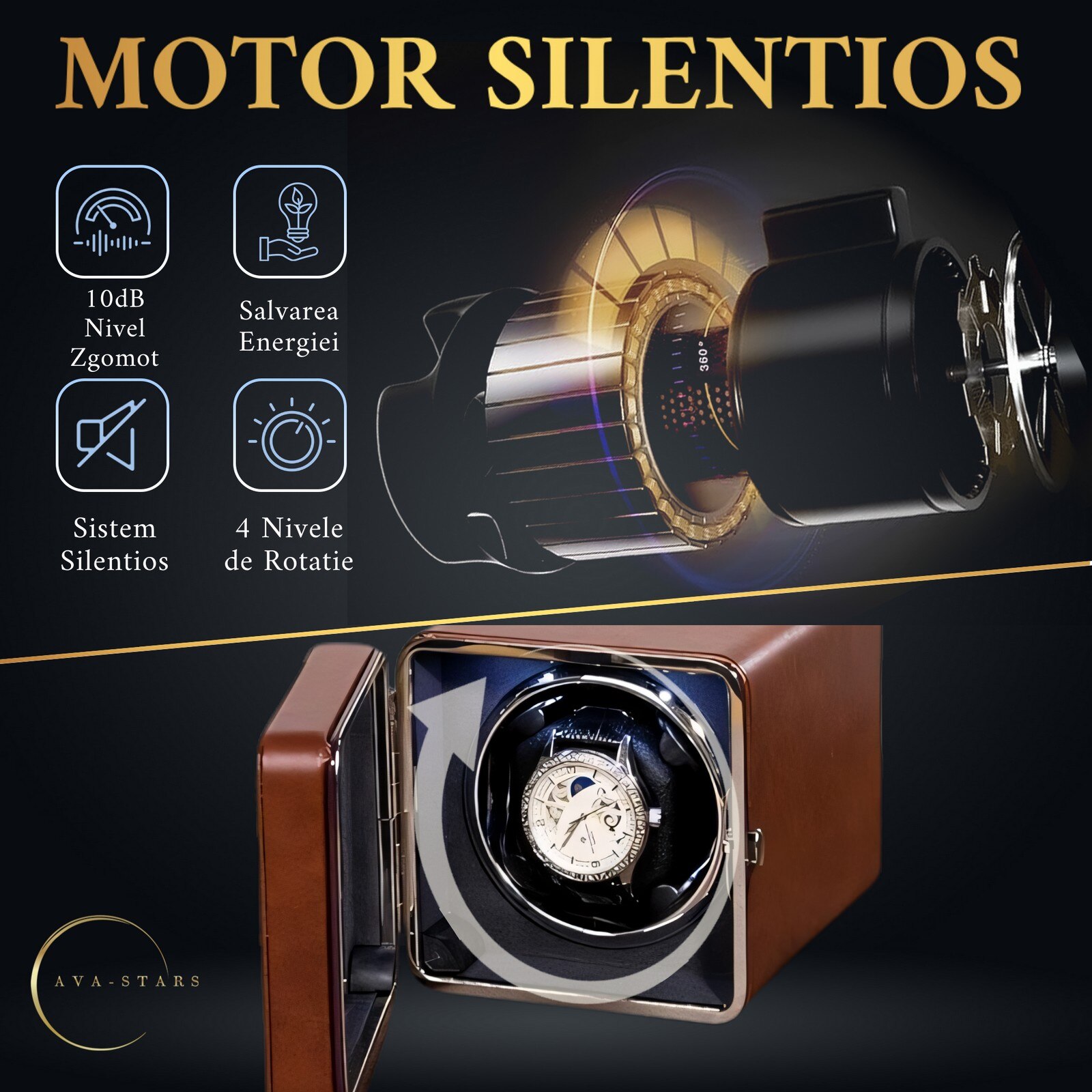 Cutie ceas, Rotator pentru 1 ceas automatic, watch winder 1, Ava-Stars ...
