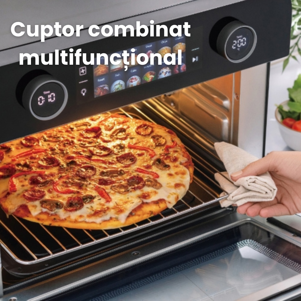 Cuptor cu aer cald COOK-IT Airfryer Oven, Capacitate 25 L, 2250W, Ecran ...