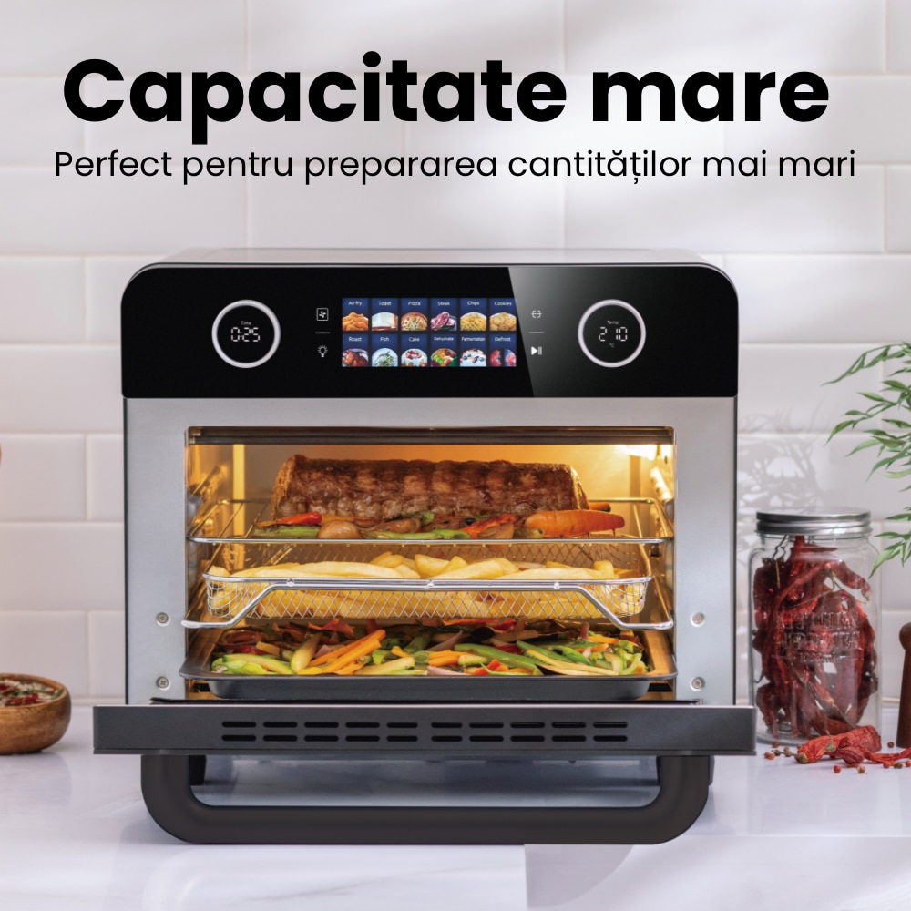 Cuptor cu aer cald COOK-IT Airfryer Oven, Capacitate 25 L, 2250W, Ecran ...