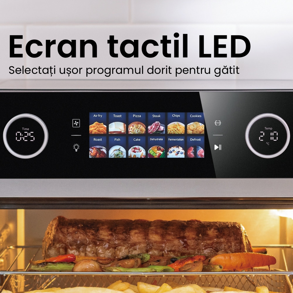 Cuptor cu aer cald COOK-IT Airfryer Oven, Capacitate 25 L, 2250W, Ecran ...