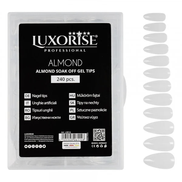 Tipsuri Unghii Dizolvabile Migdala Soak Off - Almond Full Nail, 240 buc ...