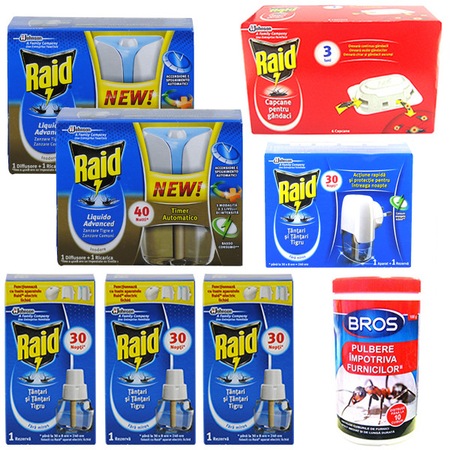 Pachet - 3 x Raid rezerva lichid impotriva tantarilor, 30 Nopti, 21ml ...