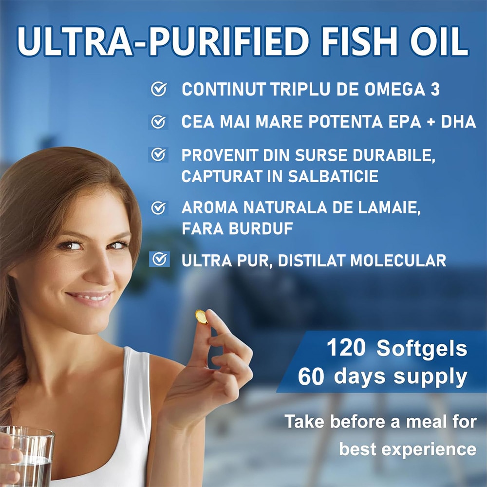 Supliment alimentar Omega 3 Fish Oil, SIRDIKA®, 1250 mg de Acizi Grasi ...