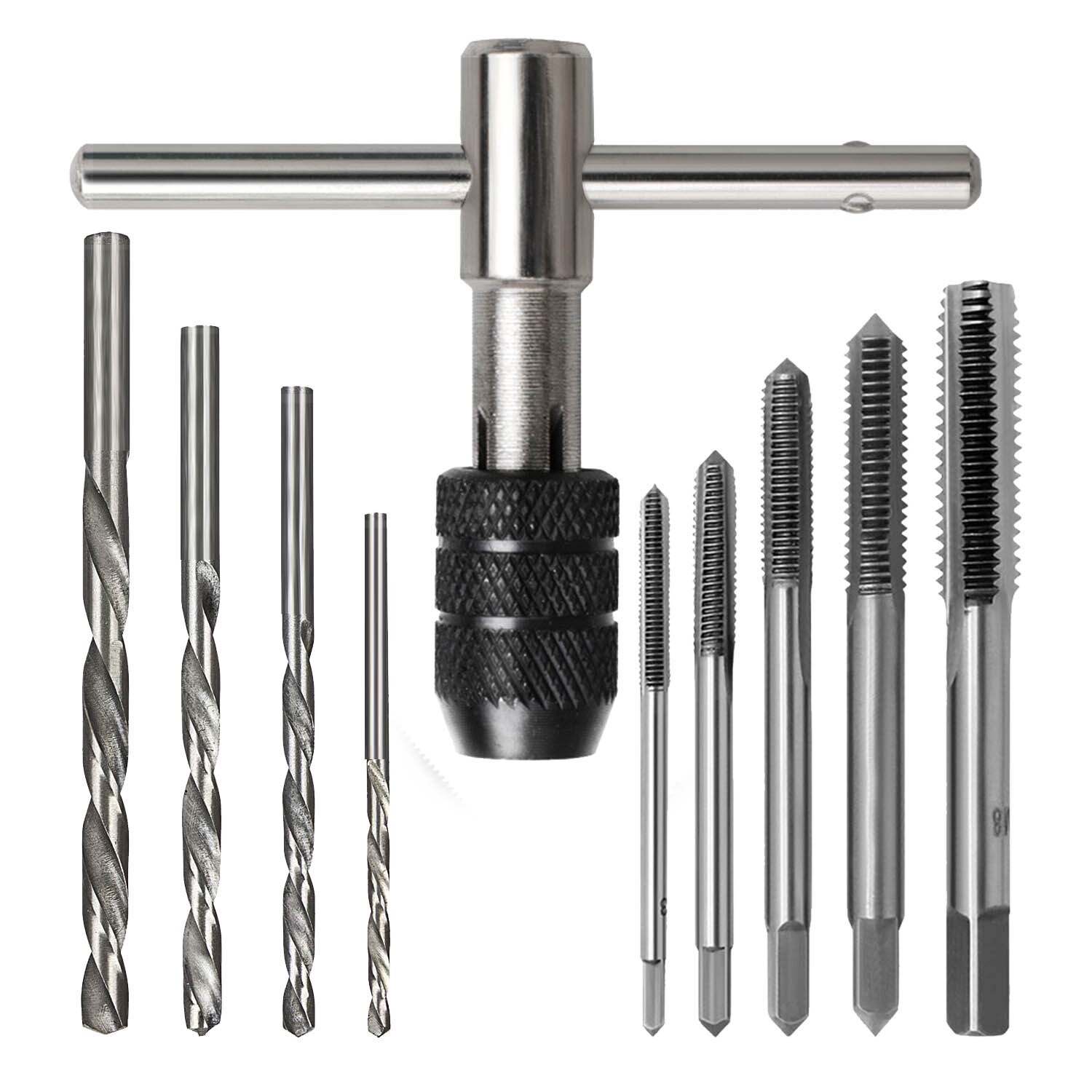 Set de 9 piese Cheie de filetat reglabila, cu maner in T, cu set de 5 ...