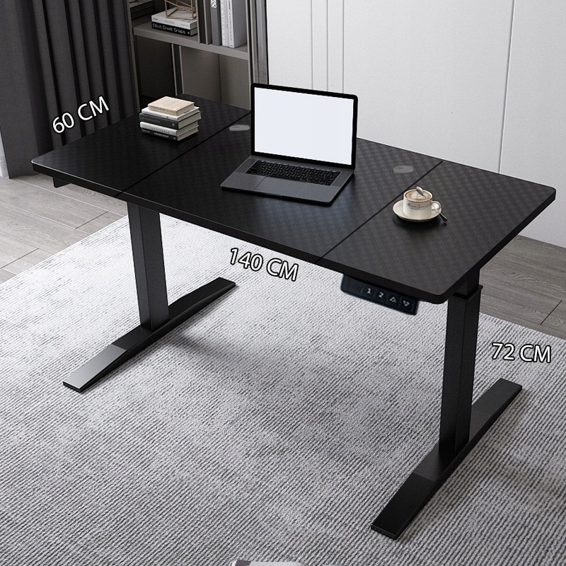 Birou Electric Reglabil pe Inaltime 140x60cm, MUVU, 72-118cm, Negru ...