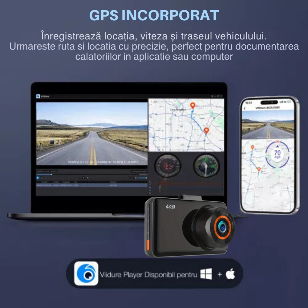 Camera Auto V22-PRO IdealTI®, Camera de Bord DVR 4K FULL HD, Night ...