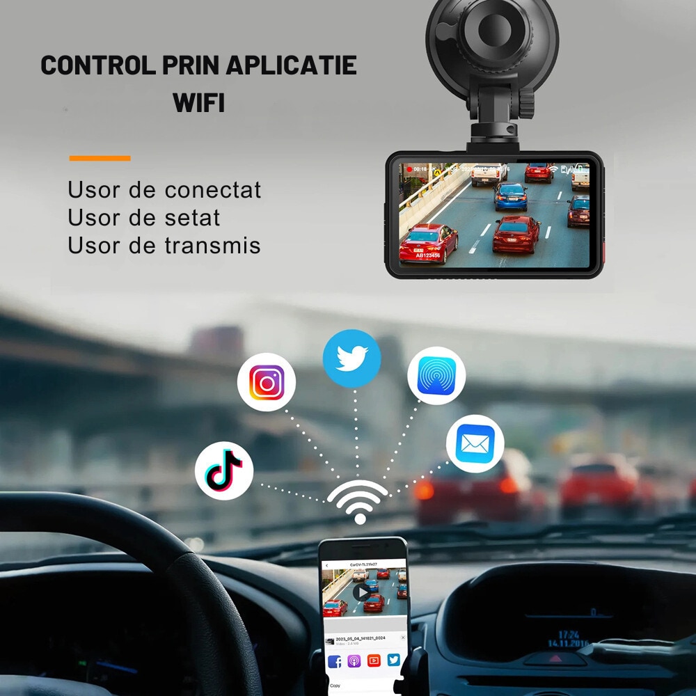 Camera Auto V22-PRO IdealTI®, Camera de Bord DVR 4K FULL HD, Night ...